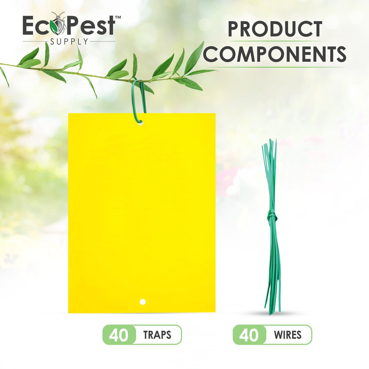 Extra-Wide Sticky Fly Traps (Yellow) — 40 Pack
